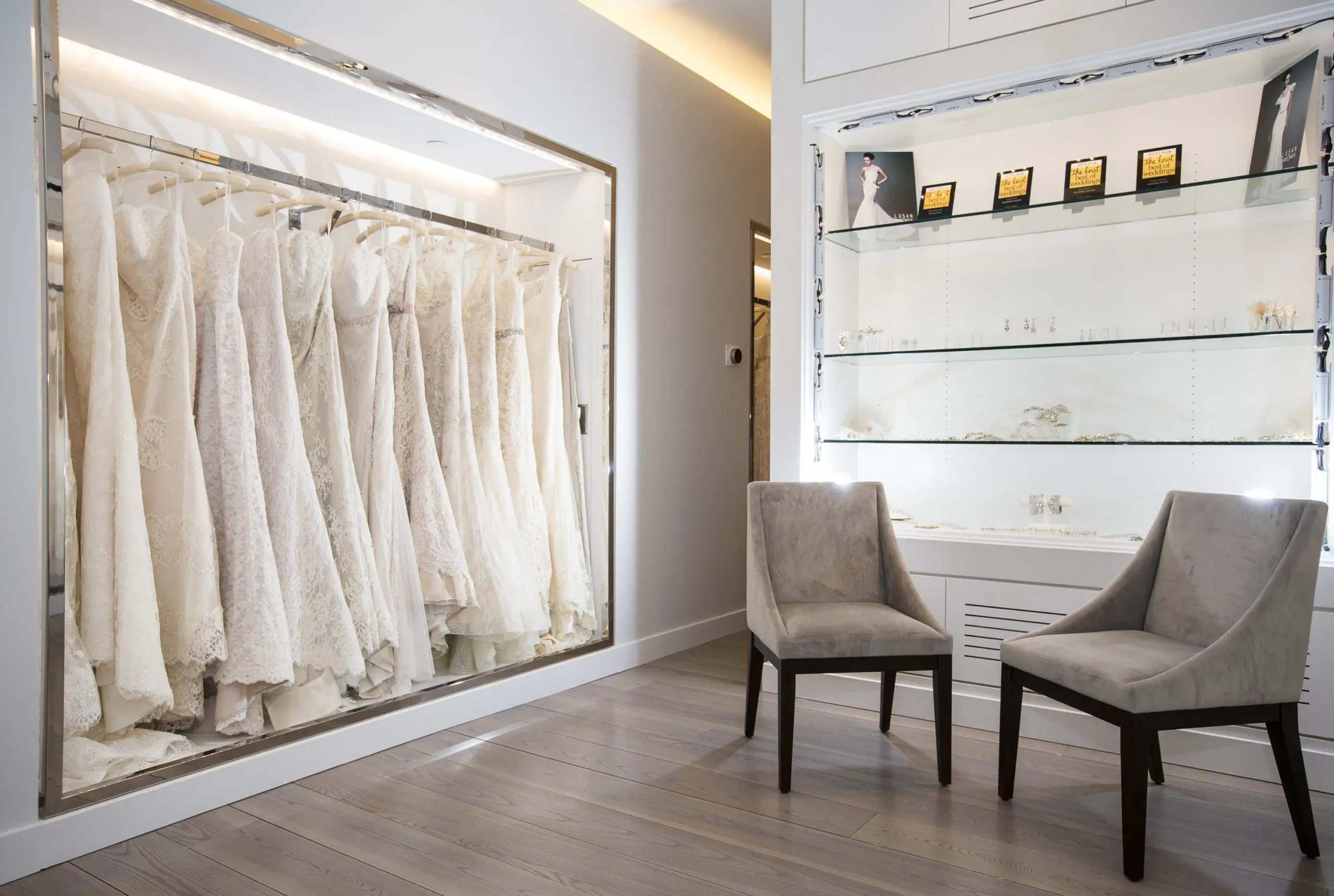 About Us Page Interior Salon Accessories Area Image - Wedding Atelier NYC